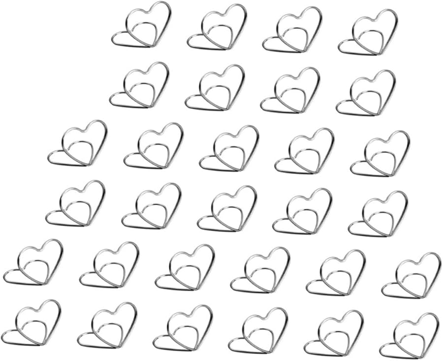 Generic 30pcs Silver Heart Shaped Metal Name Card Display Clips for ...