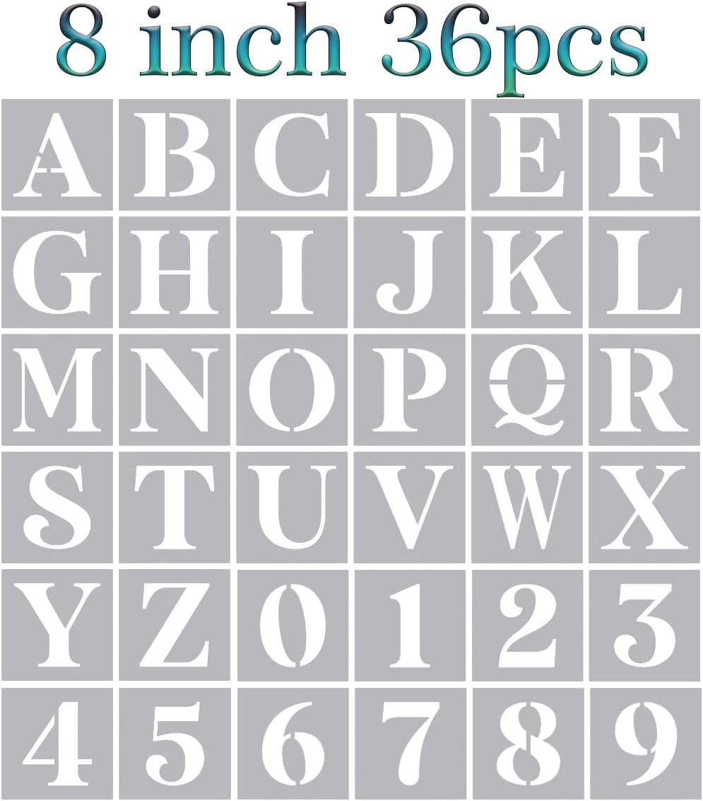 Yamcyh 8 Inch Large Letter Stencils - Alphabet Stencils for Painting on ...