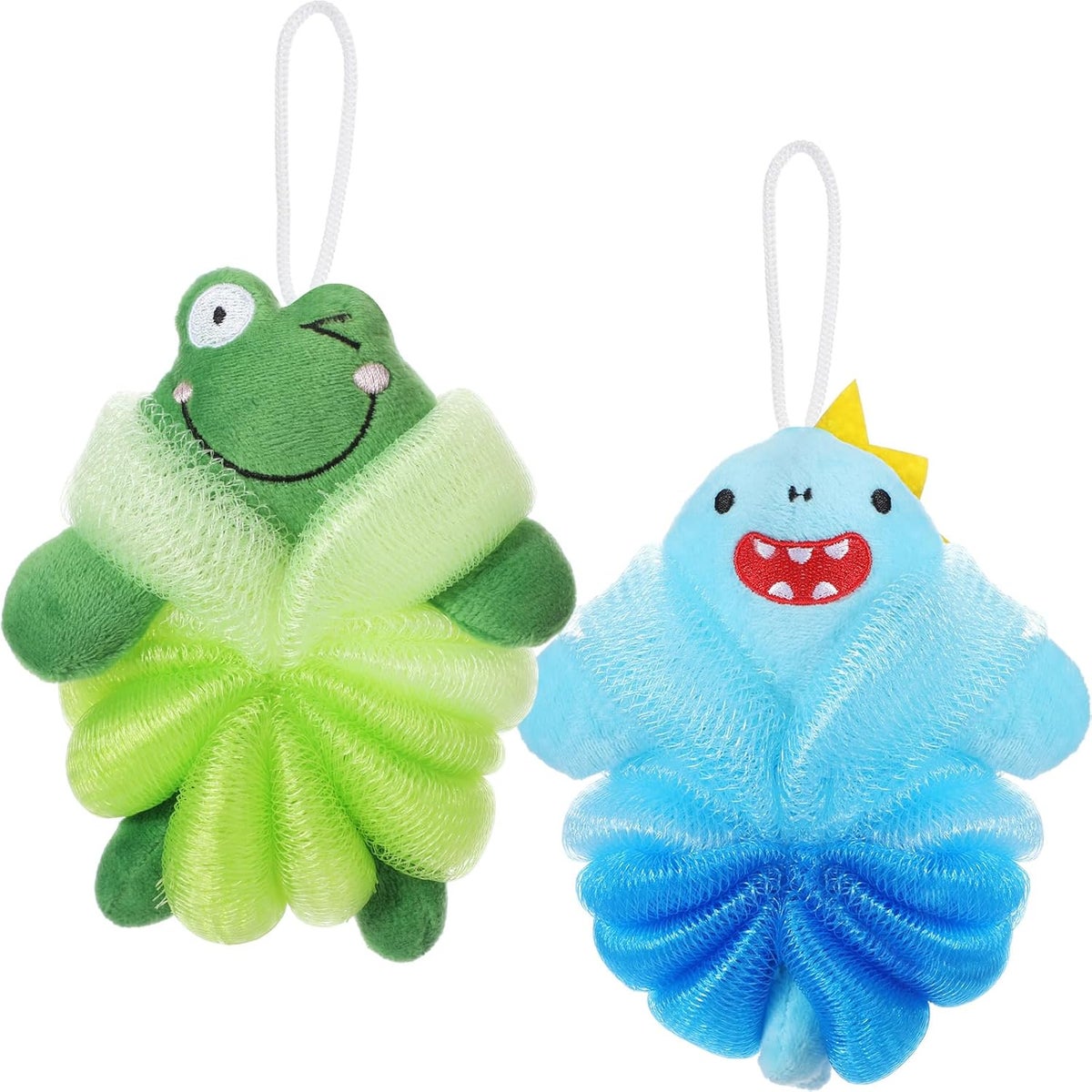 Nuenen 2 Pcs Bath Loofahs Kids Toddler Cute Cartoon Bath Sponges Loofah ...