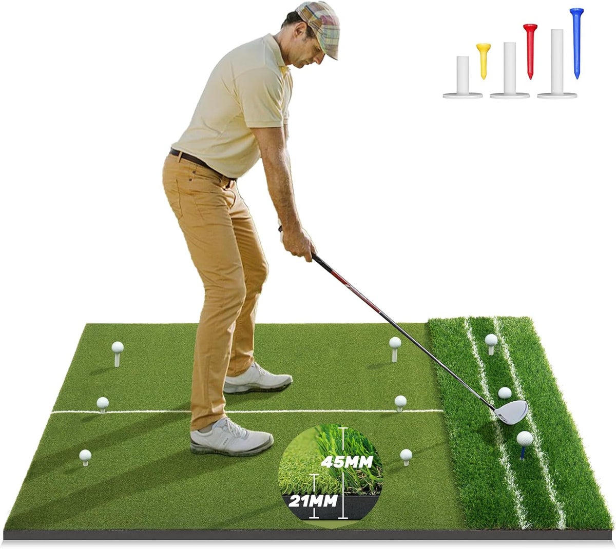 KBBAM Premium Dual-Turf 5x4ft Golf Mat: Christmas Upgraded Golf Hitting ...