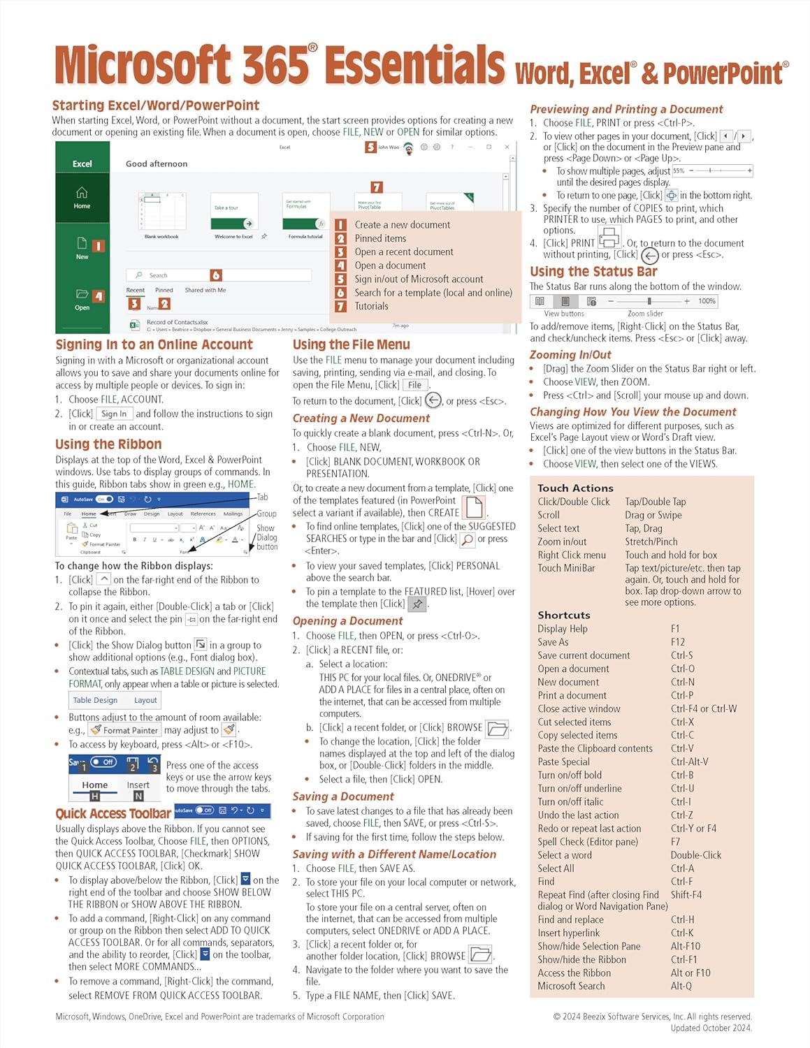 Microsoft 365 (Office 365) Essentials Quick Reference Guide - Windows ...