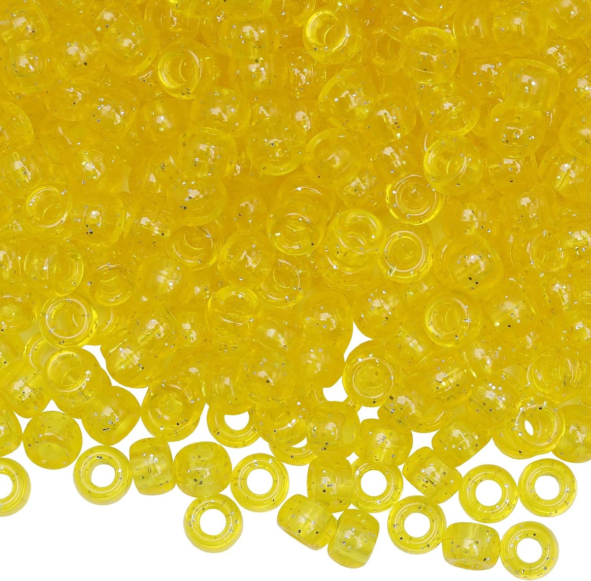 Auvoau 1000Pcs Pony Beads Bracelet 9mm Yellow Glitter Plastic Barrel ...