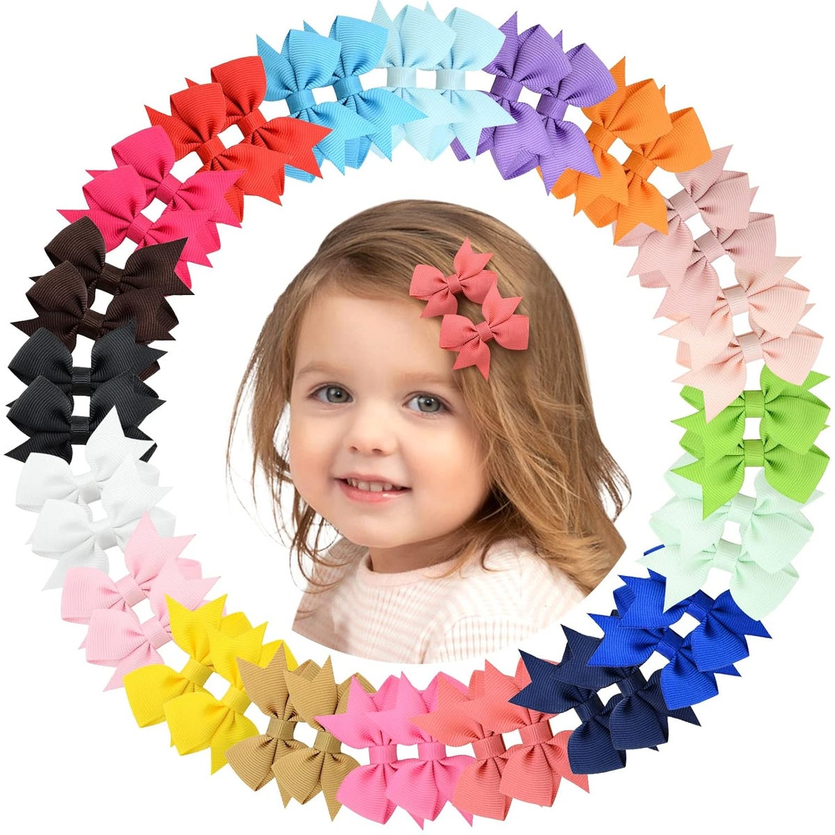 YHXX YLEN 40PCS 2 Inch Baby Hair Bows Clips for Girls Grosgrain Ribbon ...