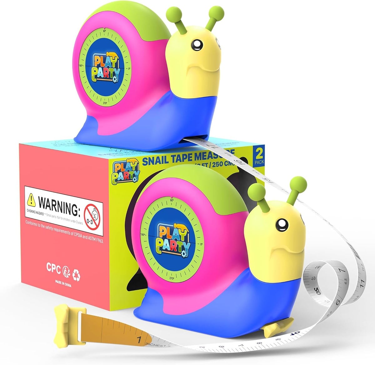 PLAYPARTY 8ft Kids Tape Measure, STEM Educational Tool with Level ...