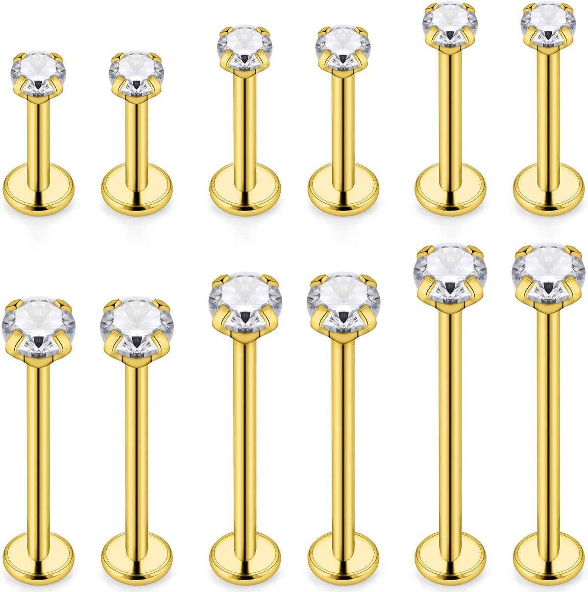 Ftovosyo 12Pcs 14G 16G Different Sizes Flat Back Stud Stainless Steel ...