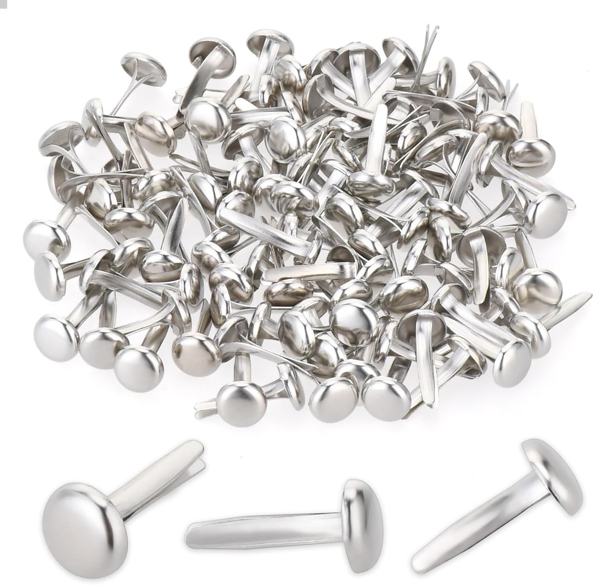 Bremorou 100PCS Brads Paper Fasteners Brass Brads Round Fasteners Mini ...