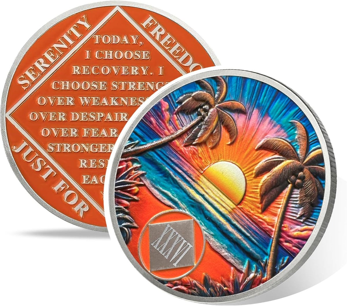 Vitalway Store Beach Sunset 36 Year Sobriety Coin, Affirmation NA Coin ...