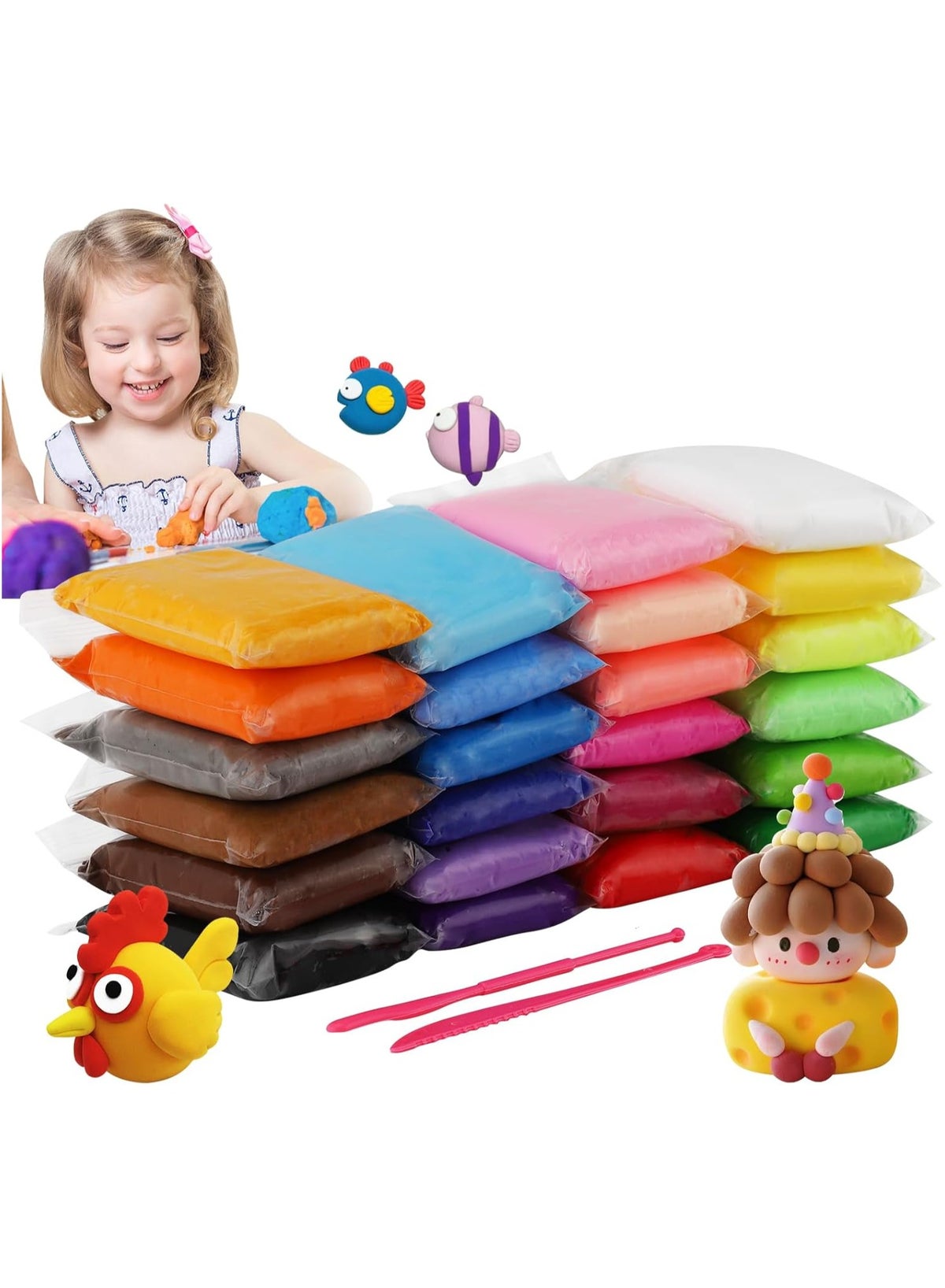 Generic 24 Colors Air Dry Ultra Light Clay, Magic Clay, DIY Molding ...