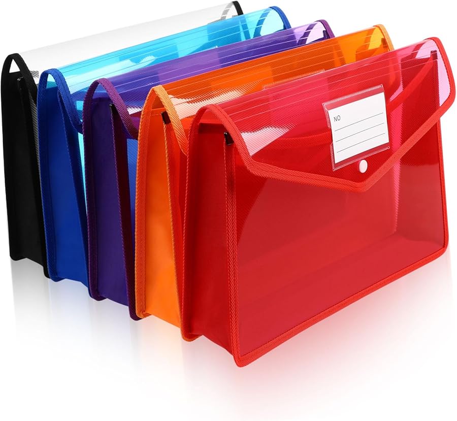 Generic 5pcs Plastic File Bags with Label Pocket Clear Document Folders ...