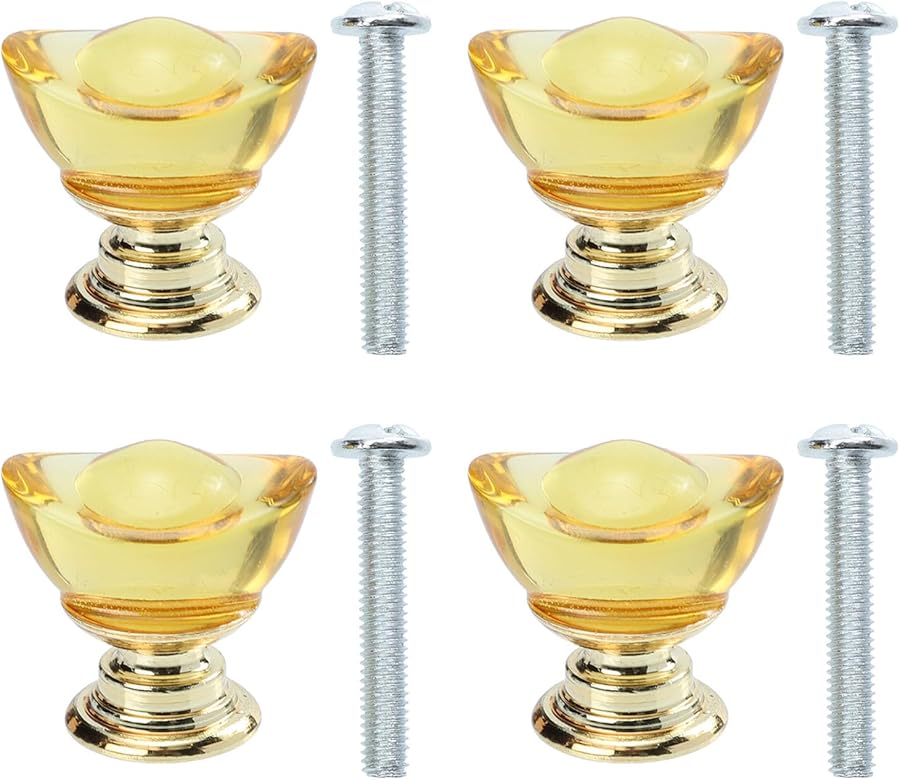 Generic 4Pcs Crystal Cabinet Knobs Clear Glass Drawer Pulls for Kitchen ...