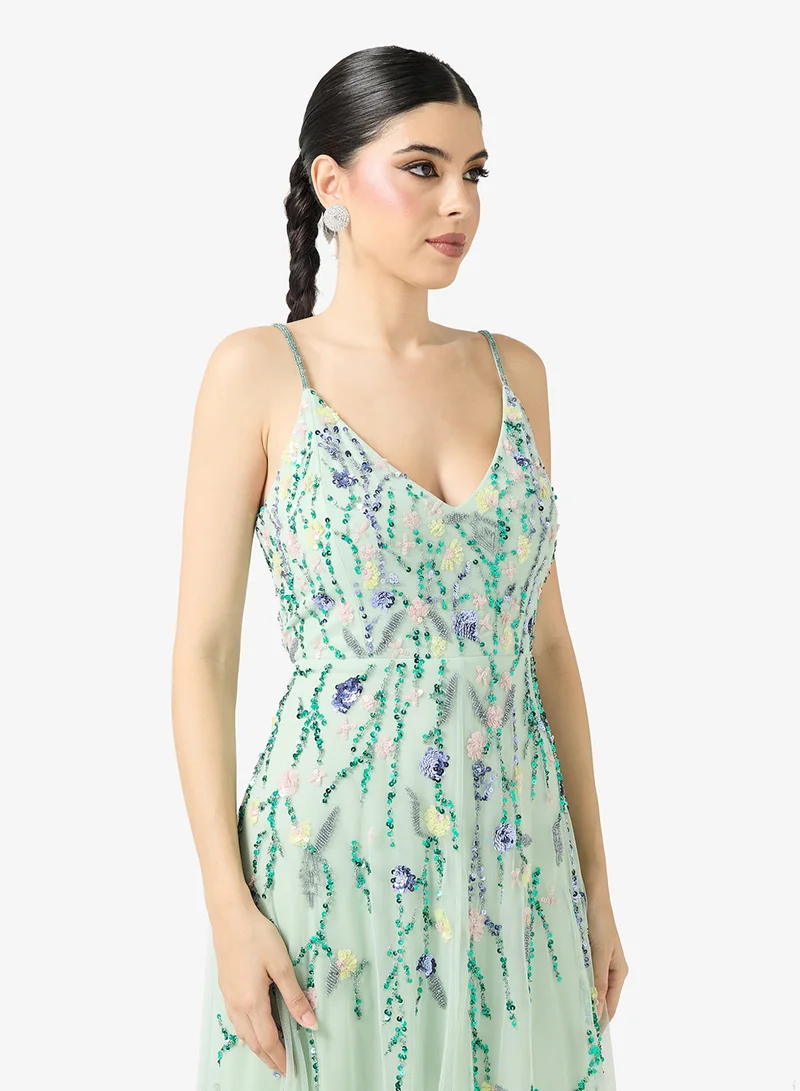 Namshi x Floral Embroidered Evening Dress for Women | Best Price UAE