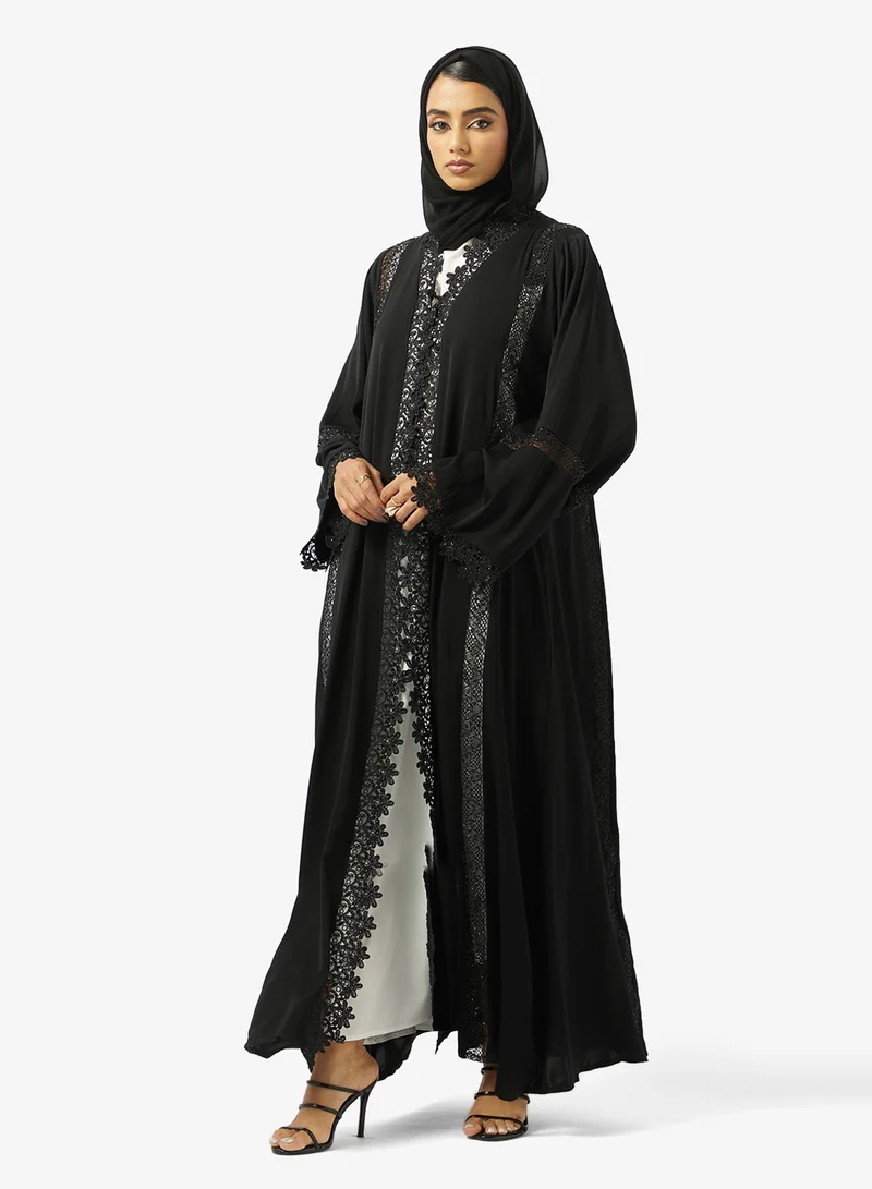 hayas closet Lace detail Abaya With Sheila for Women | Best Price UAE