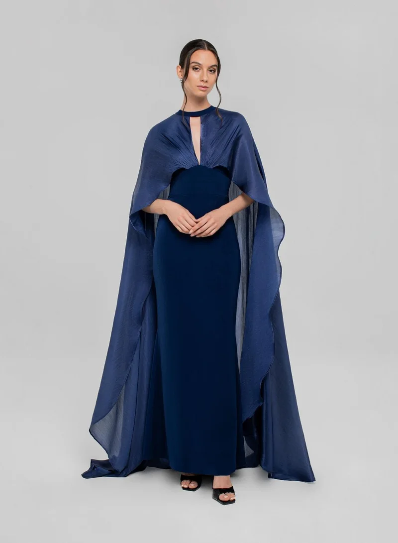 CHASE Keyhole Neck Cape Gown for Women | Best Price UAE