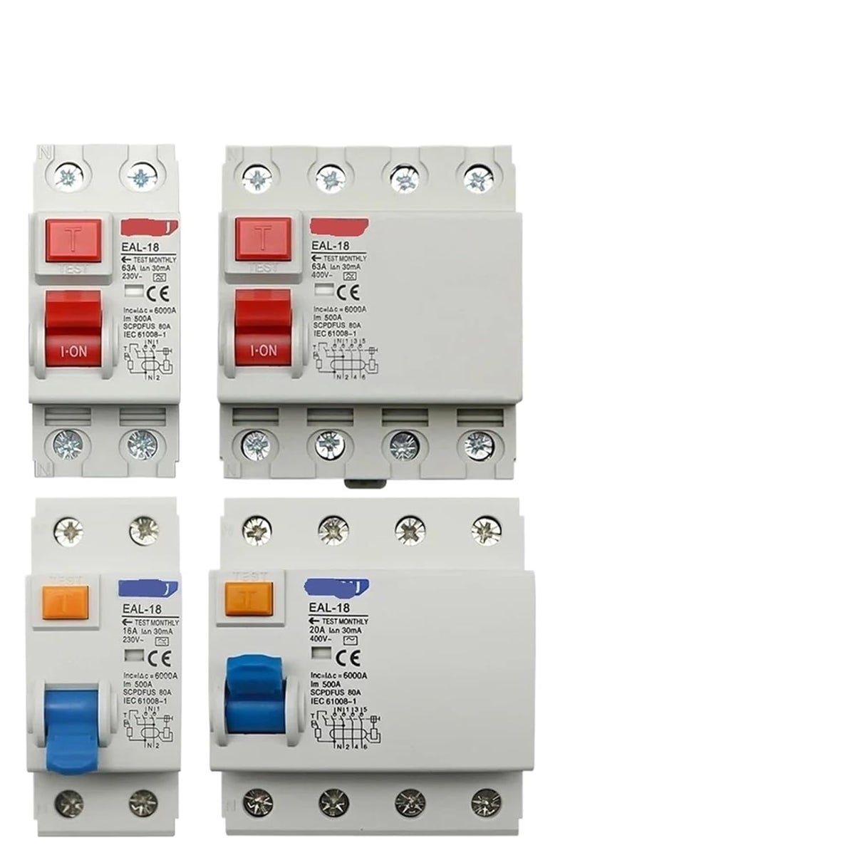 Generic 2P 10mA 20A AC Type Electromagnetic RCCB RCD ELCB Residual ...