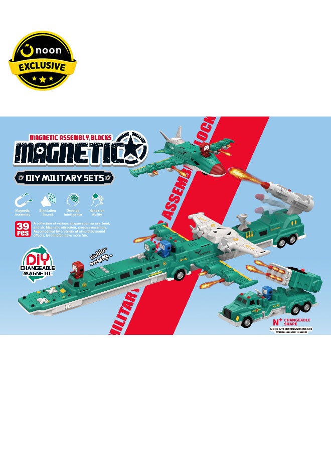 Magni Mates 39-Piece Magnetic DIY Military Playset – 8-in-1 Stem ...