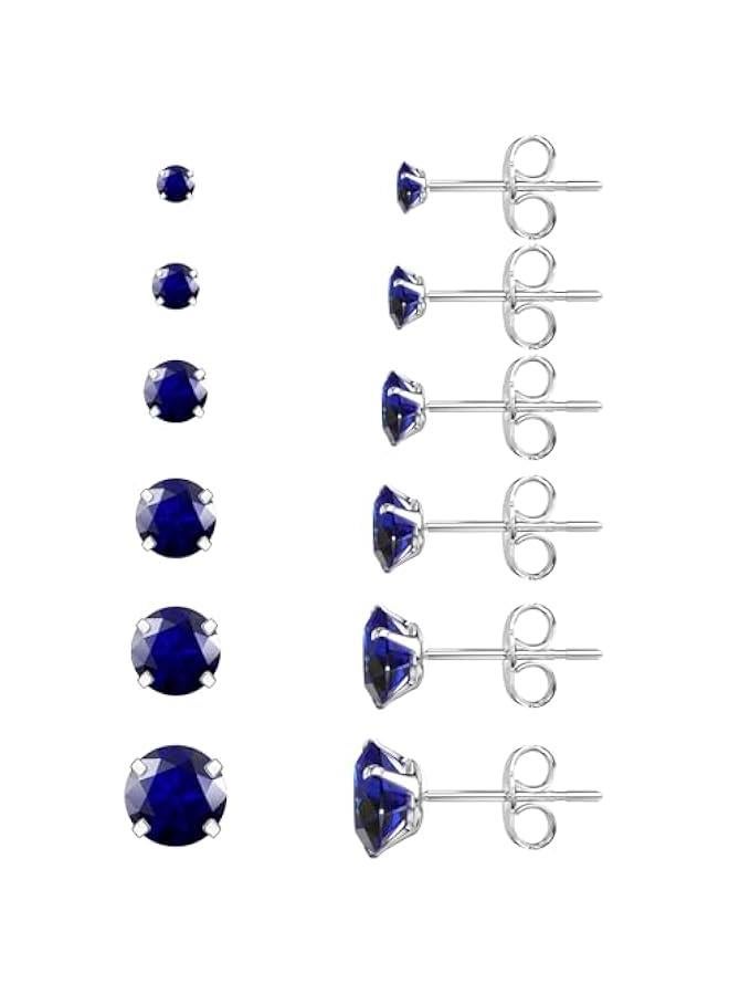 Generic 6 Pairs Stud Earrings Set, Hypoallergenic Cubic Zirconia 316L ...