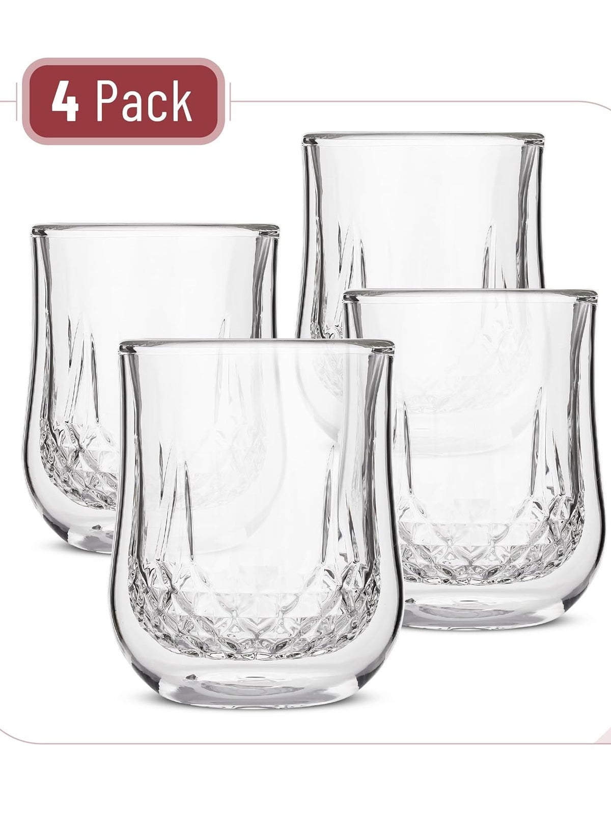 Brew To A Tea BTaT- Whiskey Glasses, Double Wall Glasses, Set of 4 ...