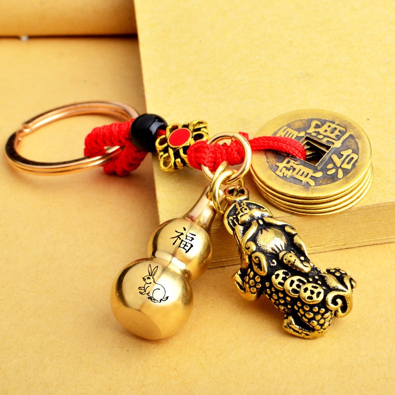 Generic Brass Pixiu Keychain Twelve Zodiac Gourd Cinnabar Pendant Yiwu ...