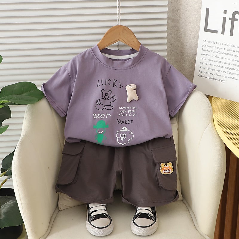 Generic Children'S Summer Suit Baby Boy Cartoon Stereo Bear Short ...