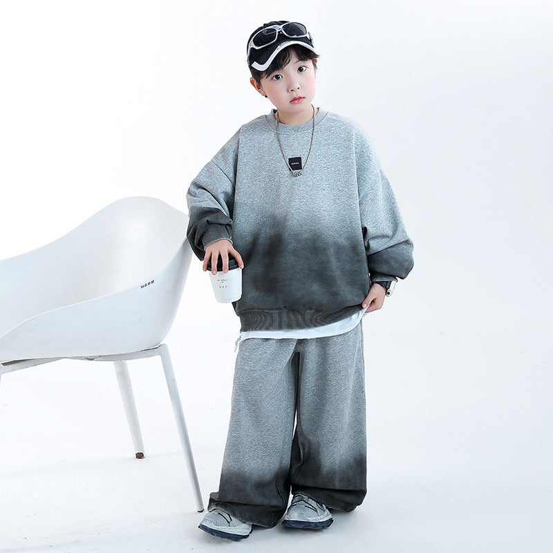 Generic Boys' Gradient Sweat Suit Large Children'S Loose Boys Spring ...