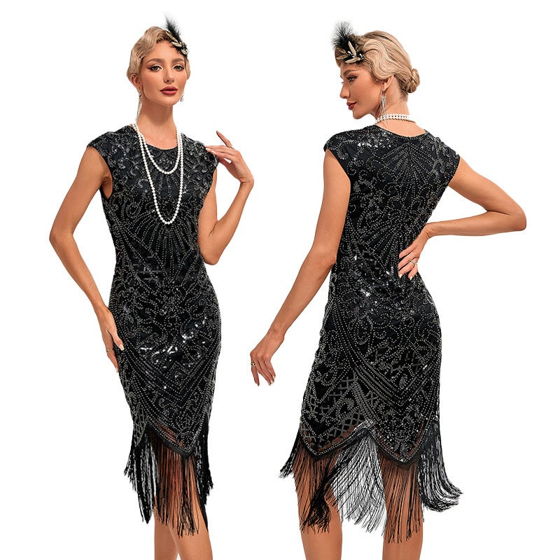 Generic 1920S Retro Dance Dress Embroidered Tassel Cocktail Party Plus ...