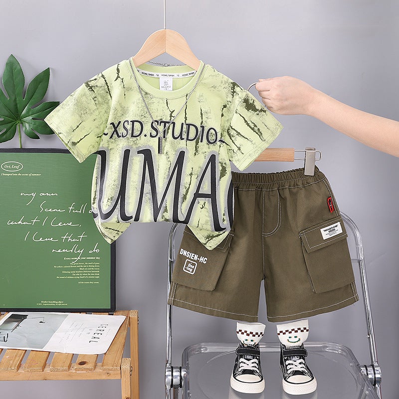 Generic Boys Summer Suit Baby And Kids Handsome Short-Sleeved Two-Piece ...