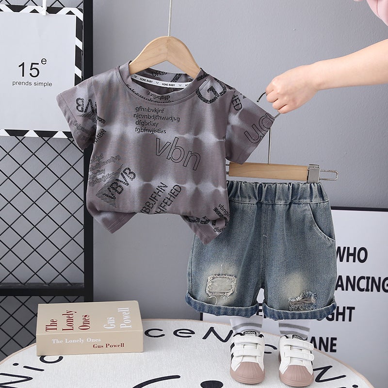 Generic Boys Summer Clothes Suit 2025 Children'S Handsome Fashionable ...
