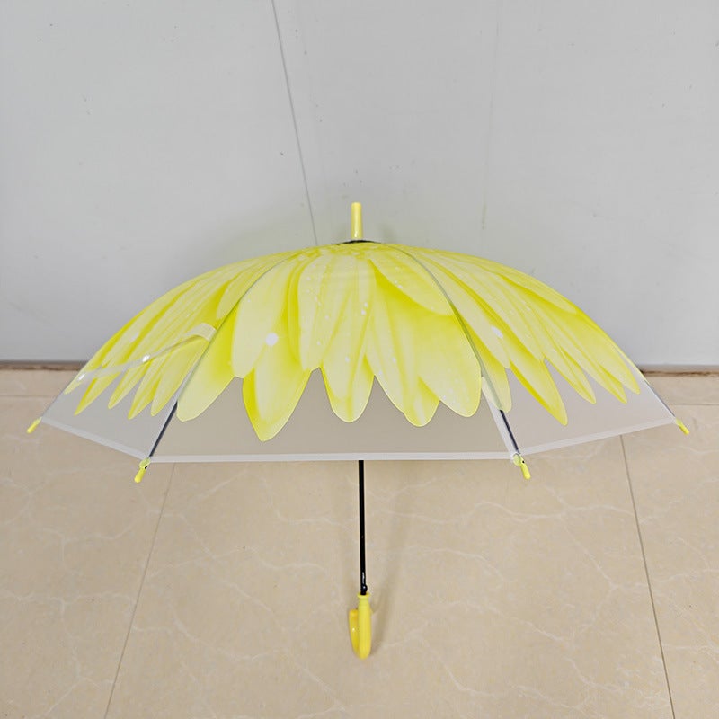 Generic 19 Inch Sunflower Cartoon Umbrella Transparent Umbrella Girls ...