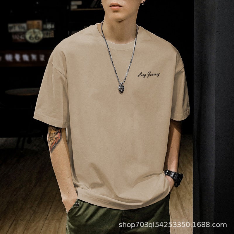 Generic 200G Cotton Cotton Short Sleeve T-Shirt Men'S Summer Heavy Five ...