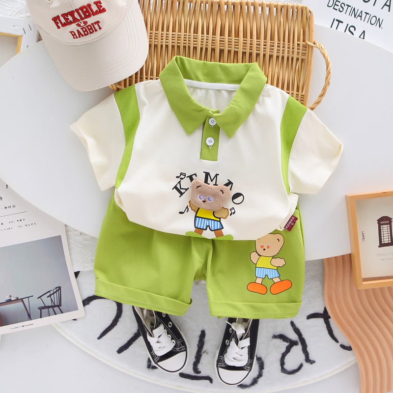 Generic Baby Boy Summer Suit Bear Polo Short Sleeve Two-Piece Set ...