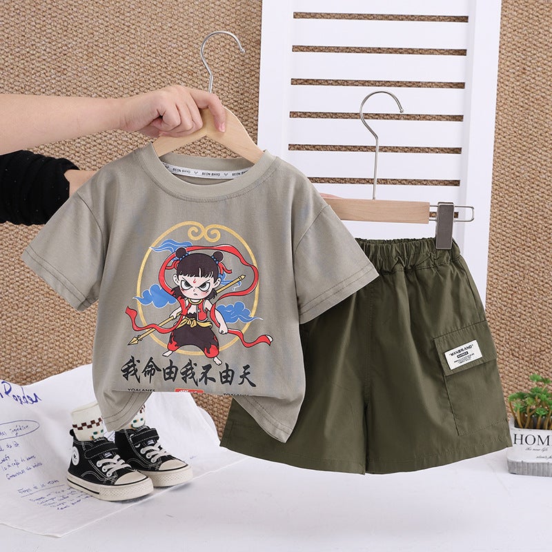 Generic Baby Clothes Summer Boys' Cartoon Crewneck Short-Sleeved Shorts ...