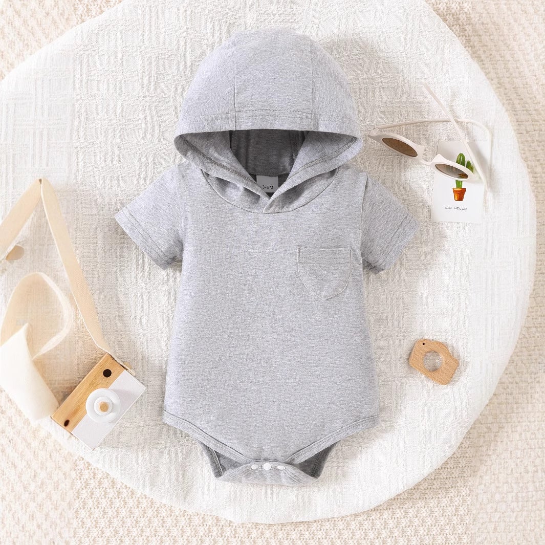 Generic Baby Summer Short Sleeve Hooded Hatshirt Crawling Suit, Baby ...