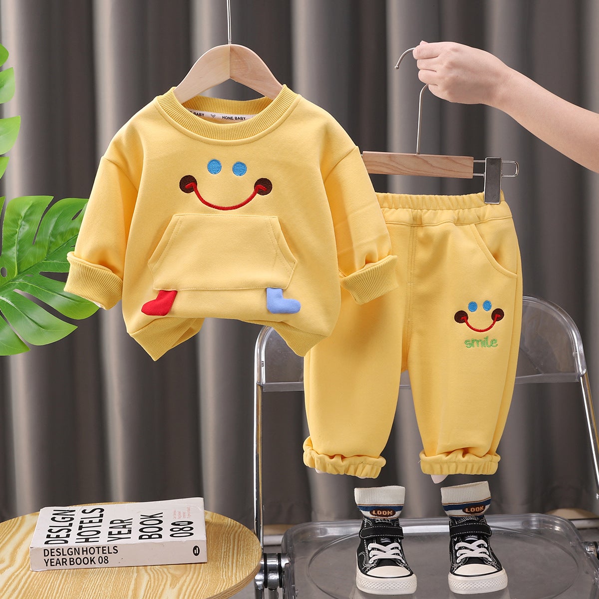 Generic Boys Spring Suit Solid Color Three-Dimensional Cartoon Smiley ...