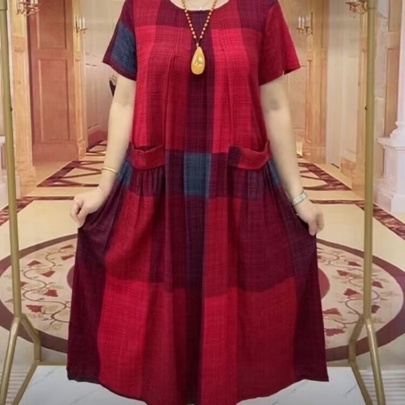 Generic Checkered Double-Pocket Large Version Summer Dress For Women ...