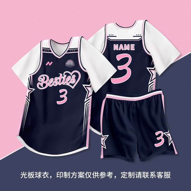 Generic Basketball Uniform Women'S Suit Fake Two-Piece Short-Sleeved ...