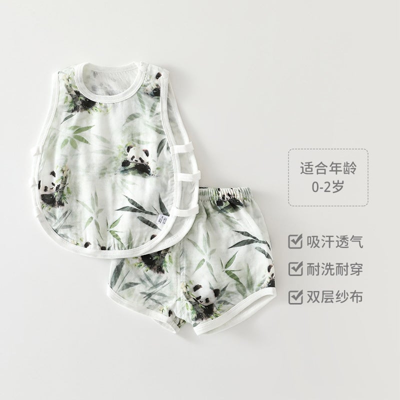 Generic Baby Gauze Pipa Clothes Suit Small Month Baby Two-Piece Outfit ...