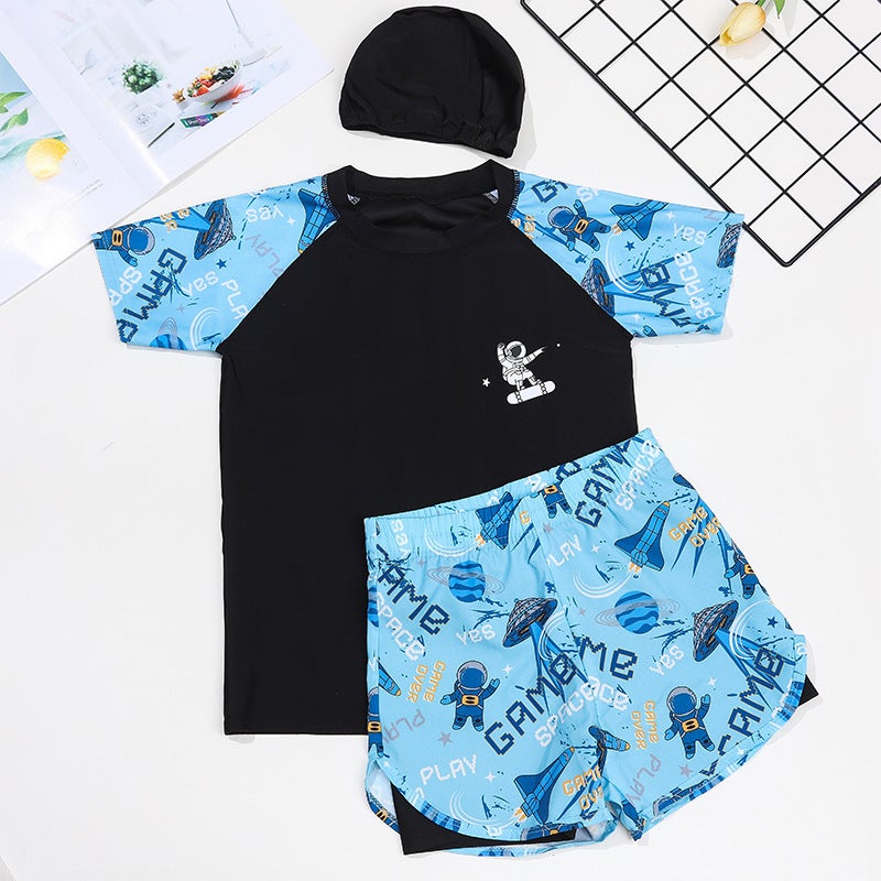 Generic Children'S Swimsuit Men'S Split Summer 2025 Double-Layer Floral ...