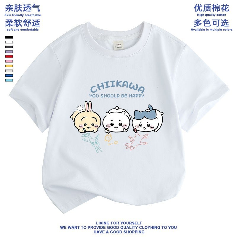 Generic Anime Cartoon Print Pure Cotton Short-Sleeved Versatile Round ...