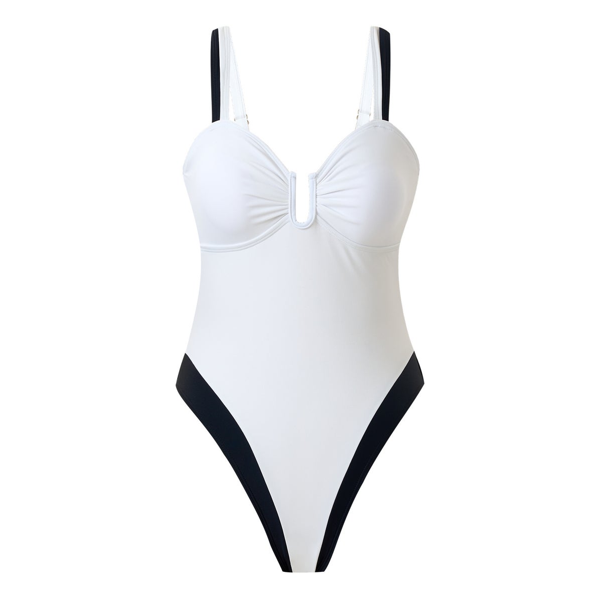Generic 2025 New Swimsuit Women'S Black And White Simple Solid Color ...