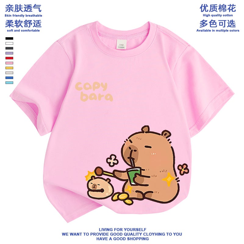 Generic Capybara Anime Cartoon Printed Boys And Girls Half Sleeve Shirt ...