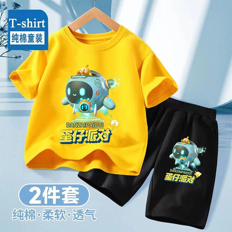 Generic Boys' Egg Party Pure Cotton Short-Sleeved Shorts Suit Style ...