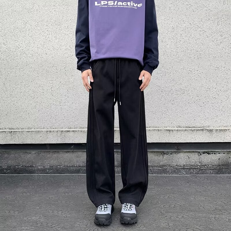 Generic American Style Retro White Grey Striped Sports Sweatpants Men'S ...