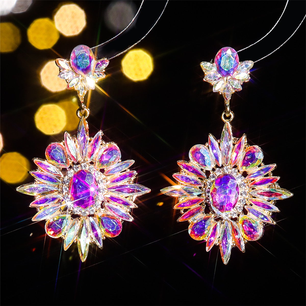 Generic Personality Exaggerated Colored Glass Rhinestone Earrings ...
