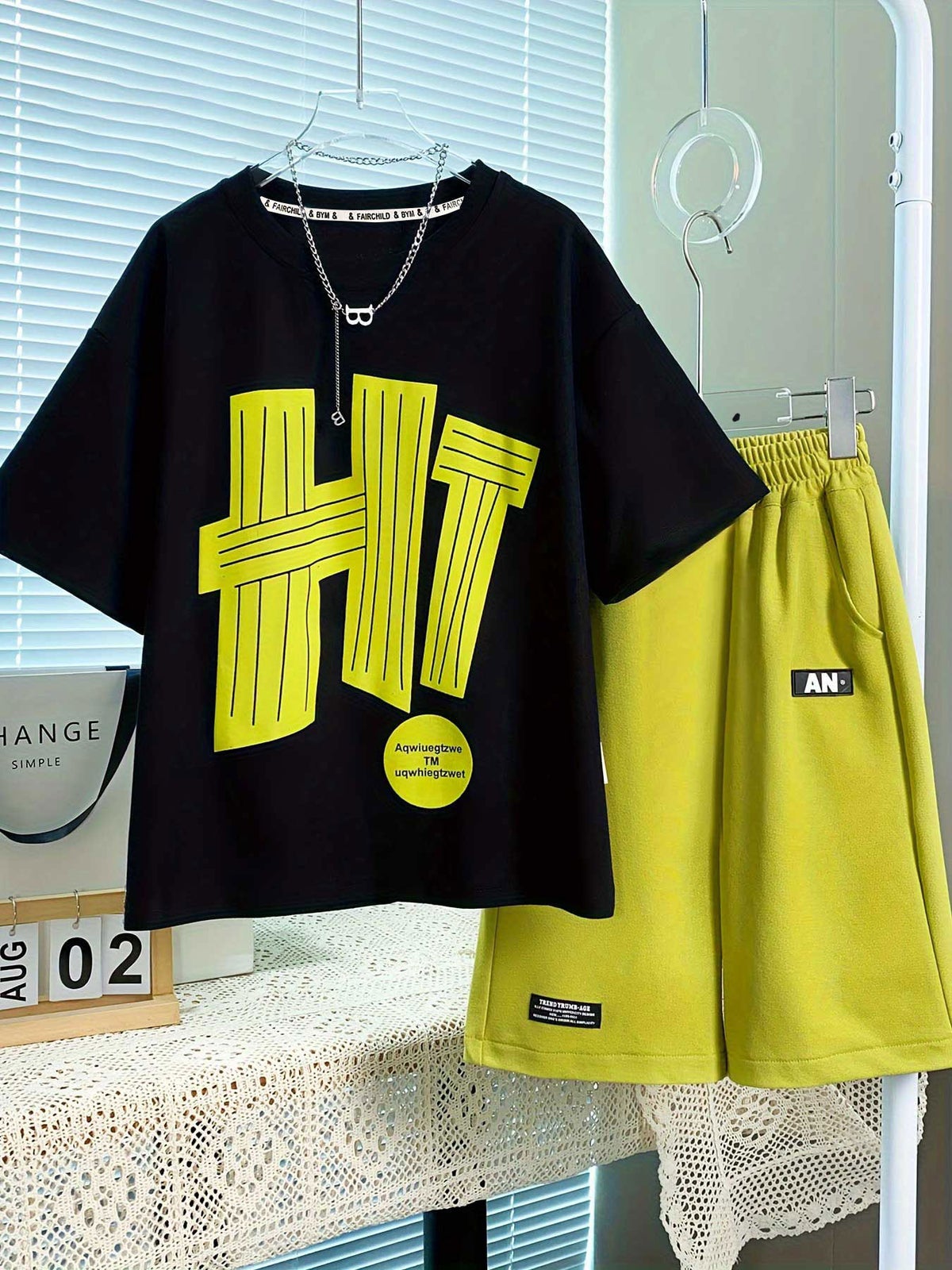 Generic Children'S Wear Summer Short-Sleeved Suit Simple Letters Casual ...