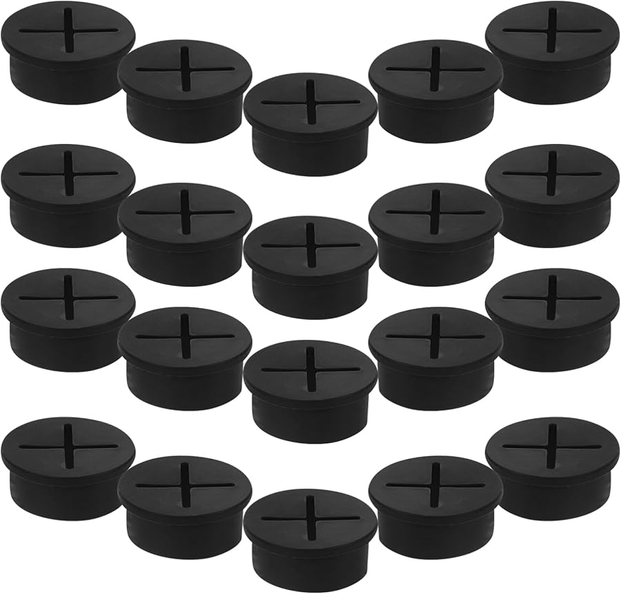 Generic 20pcs Black Rubber Grommets for Desk Cable Management Sleek ...