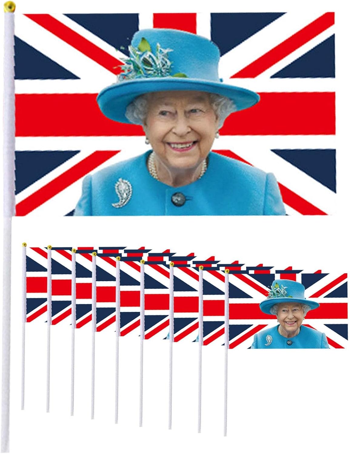 woobles [10x] Small Union Jack Flags Queens Jubilee Flags On Sticks ...