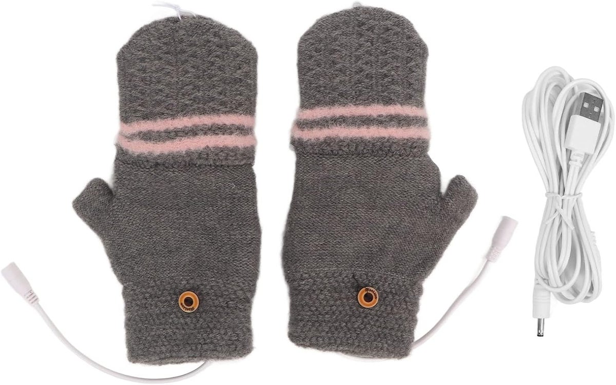 woobles USB Heated Gloves, Heated Cotton Gloves, Mittens Winter Warm ...