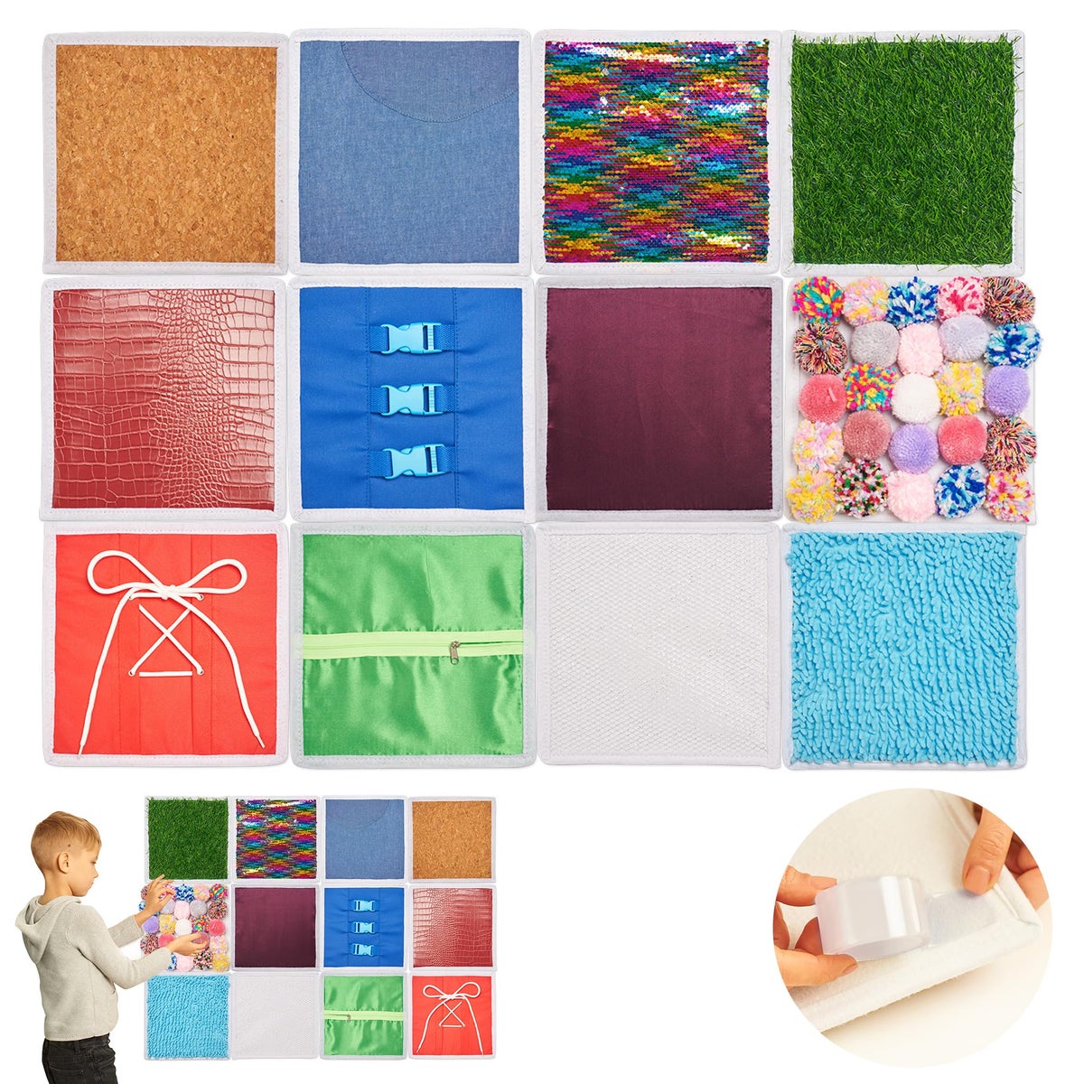 ODOXIA Sensory Wall Panel for Kids 12 Pcs Sensory Squares Sensory Tiles ...