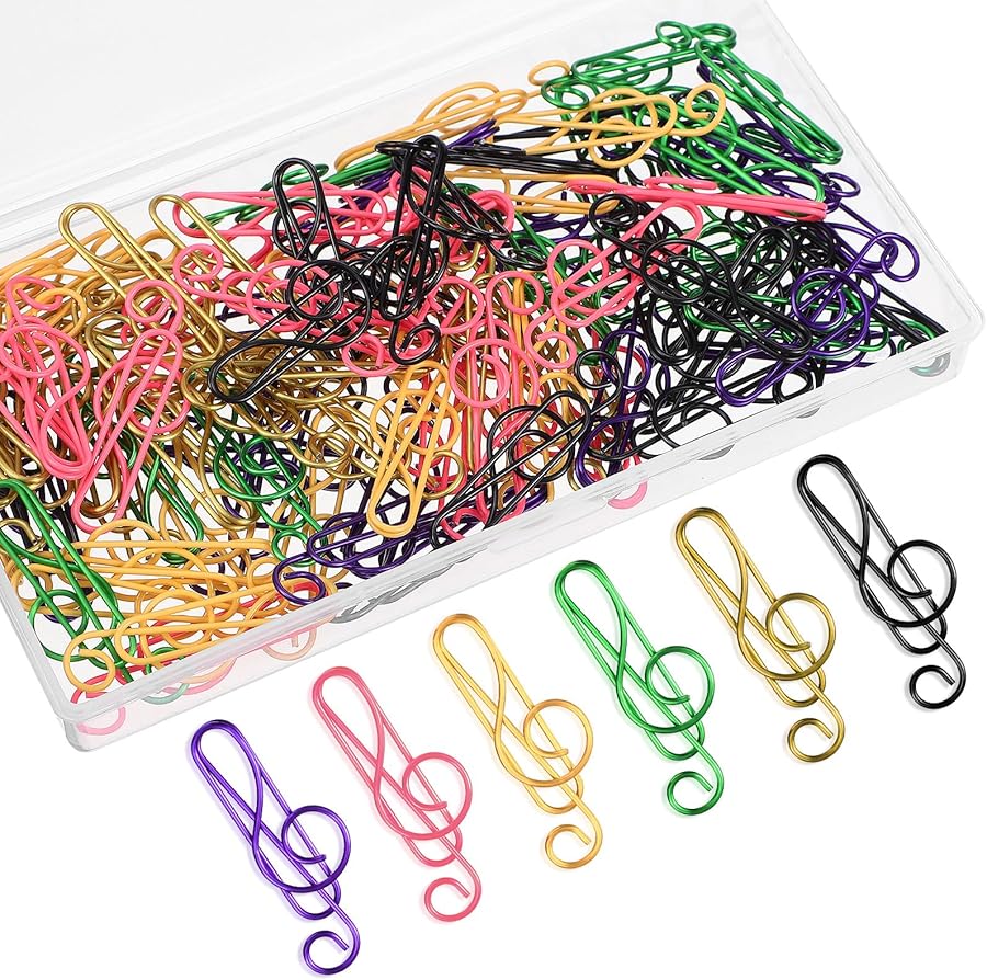 Generic 100pcs Colorful Musical Note Paper Clips Metal Office Document ...