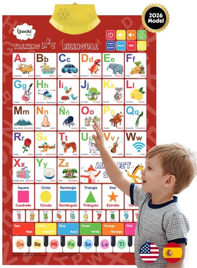 Boxiki kids Bilingual English & Spanish Interactive Alphabet Wall Chart ...